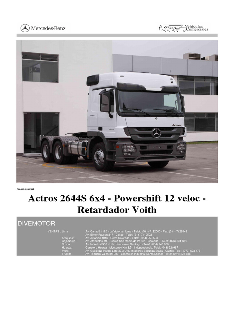 Actros 2644S: Especificaciones Powershift | PDF | Eje | Transporte