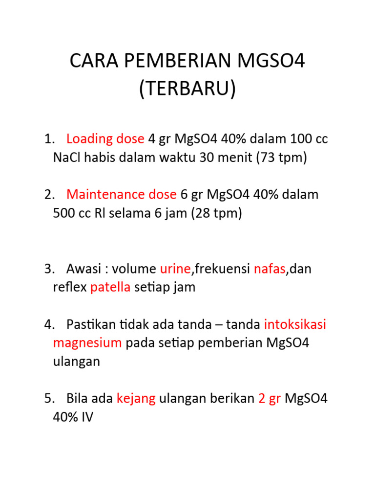 Cara Pemberian Mgso4 | PDF