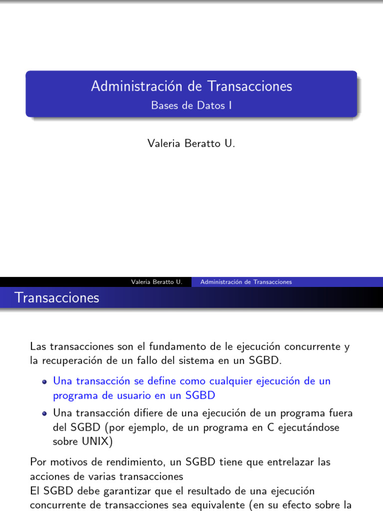 Propiedades y Conflictos en Transacciones SGBD | PDF | SQL | Bases de datos