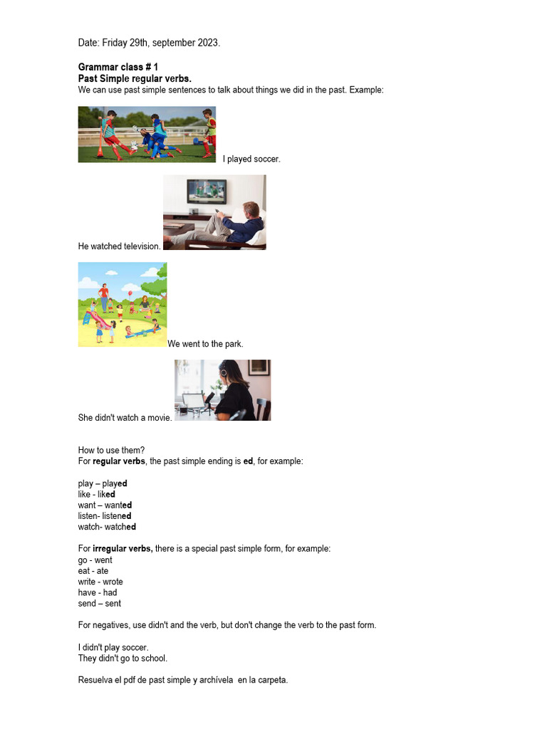 Past Simple Class | PDF