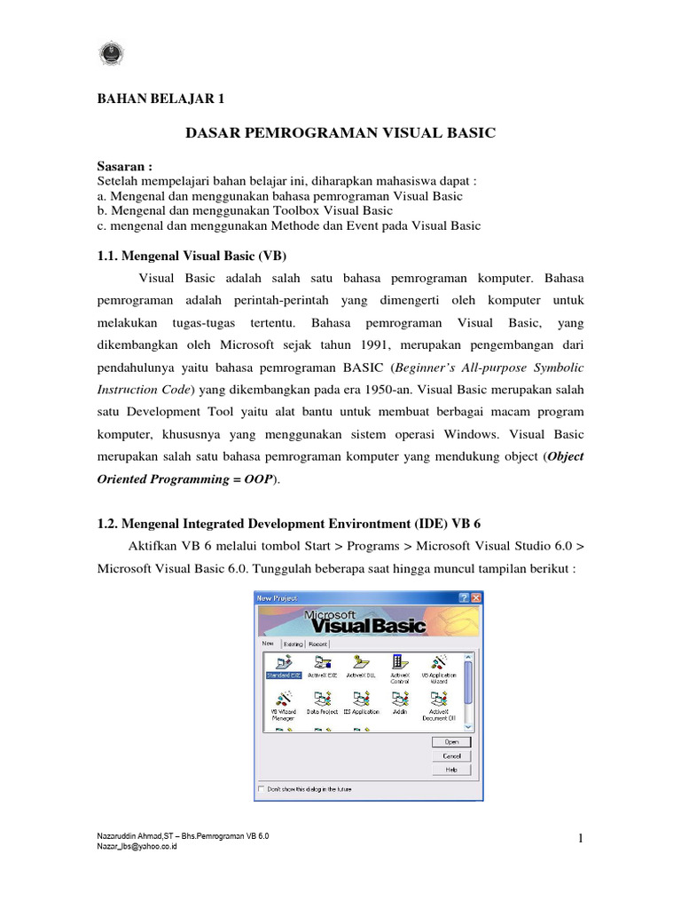 Adoc Pub Dasar Pemrograman Visual Basic Pdf Komputer