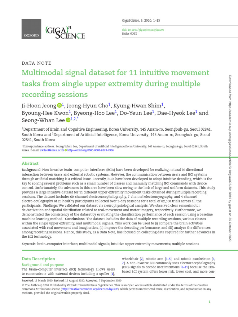 Multimodal Dataset for Upper Extremity Tasks | PDF ...