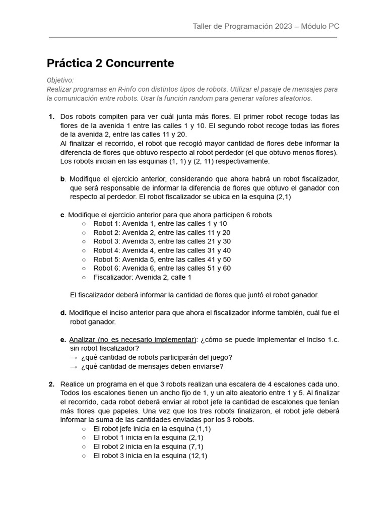 Practica 2 Concurrente | PDF | Robot | Robótica
