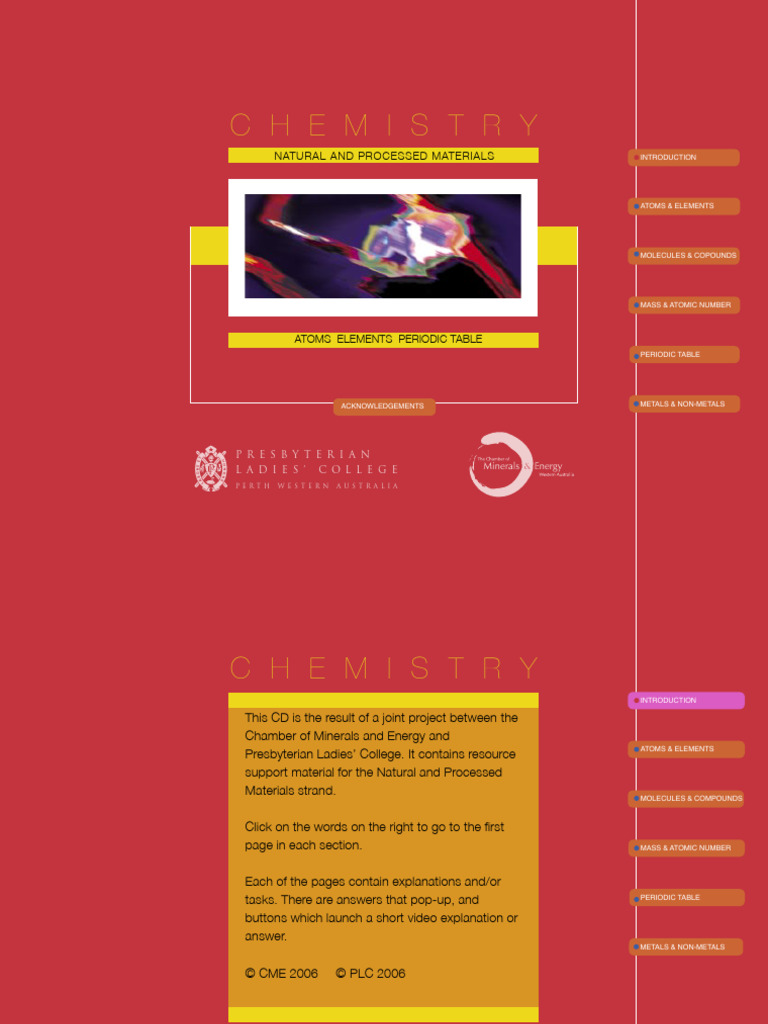 Chemistry - Atoms, Elements, Periodic Table | PDF