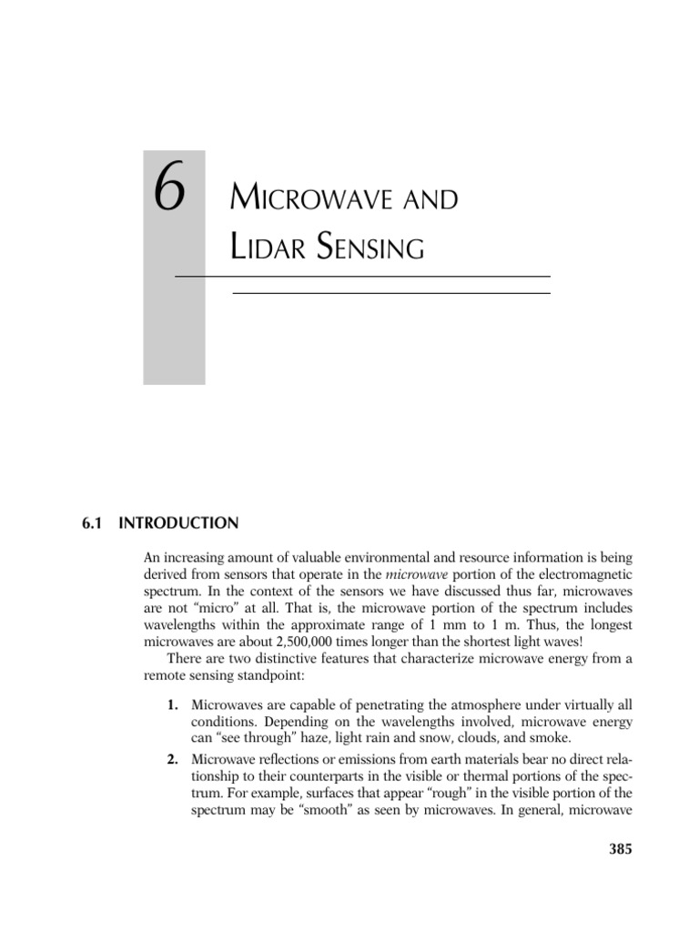 Microwave and Lidar Sensi̇ng | Download Free PDF | Radar | Lidar Microwave and Lidar Sensi̇ng | Download Free PDF | Radar | Lidar