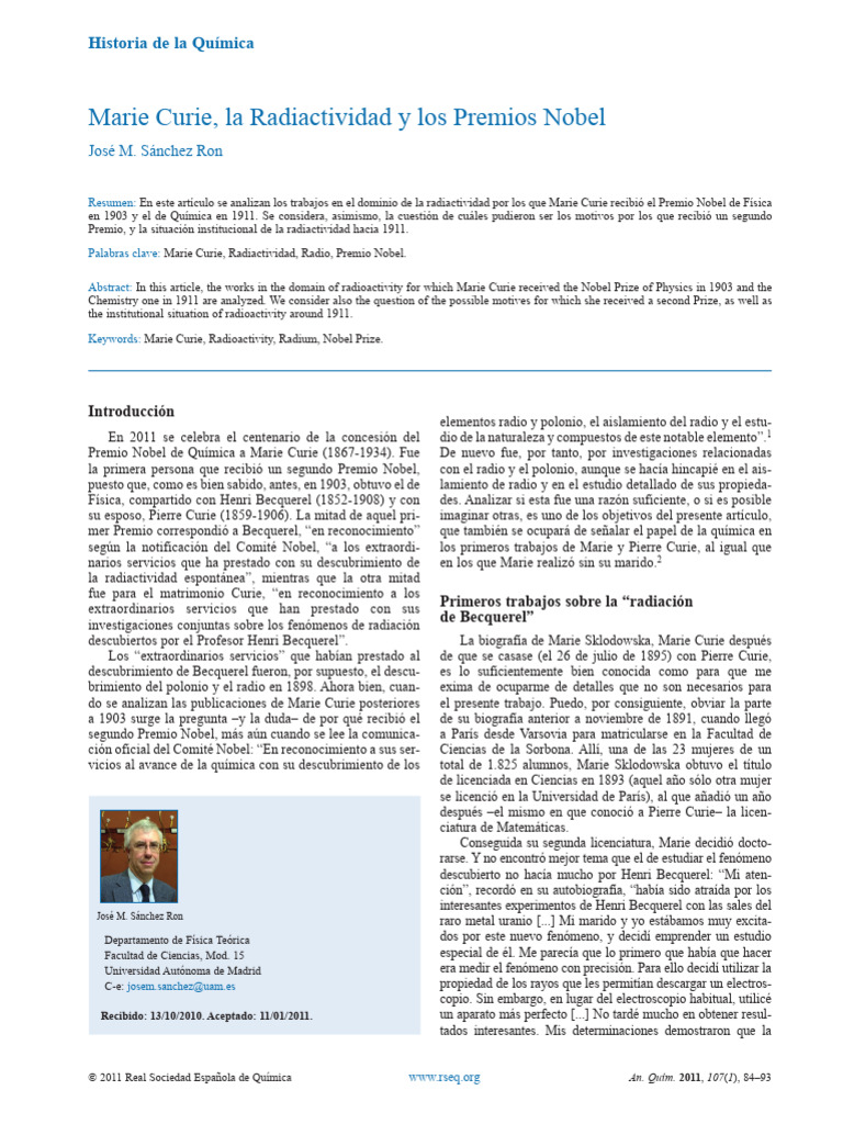 Tarea | PDF | Marie Curie | Materiales