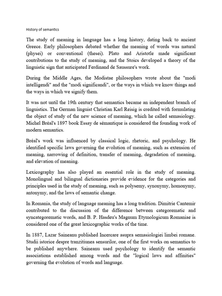 History of Semantics | Download Free PDF | Linguistics | Aristotle