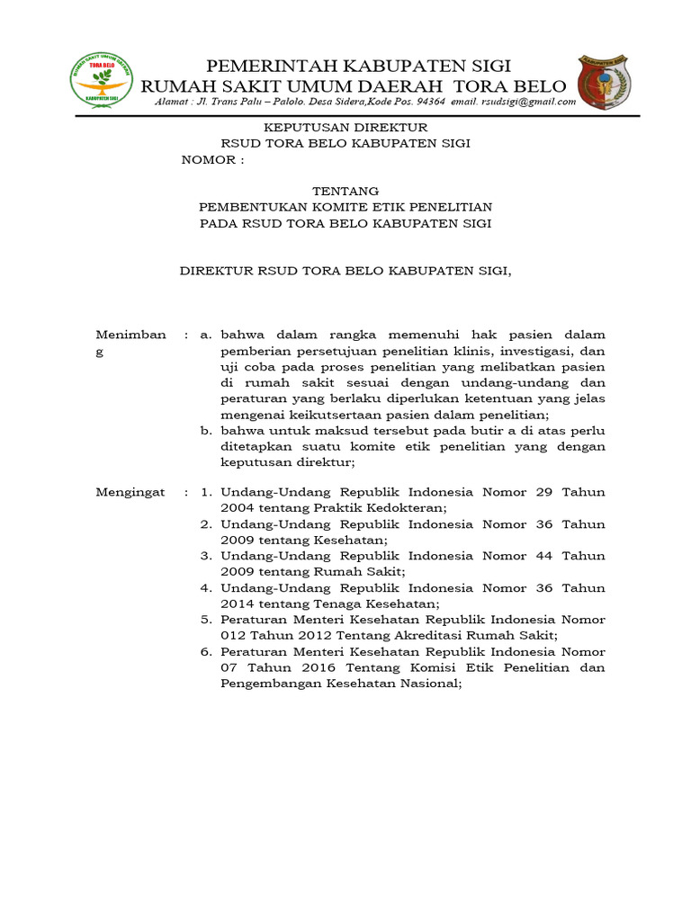 SK Komite Etik Penelitian | PDF