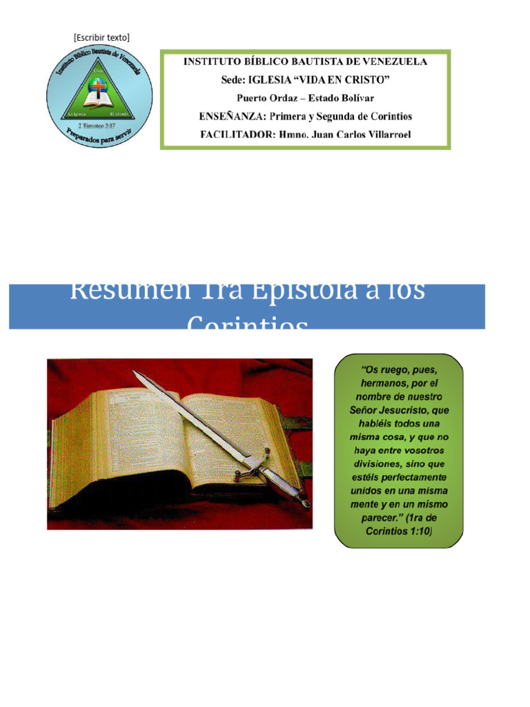 Reporte Primera de Corintios - Lilia Rojas | PDF | La resurrección de Jesús | Primera epístola a ...