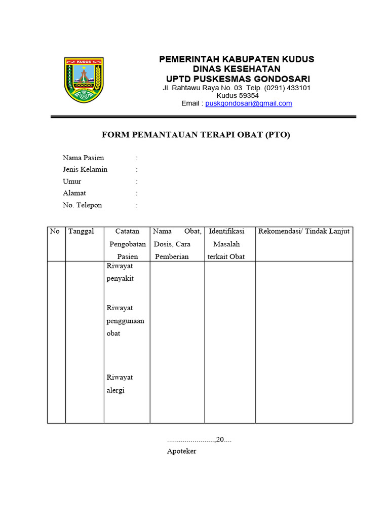 Form Pemantauan Terapi Obat | PDF