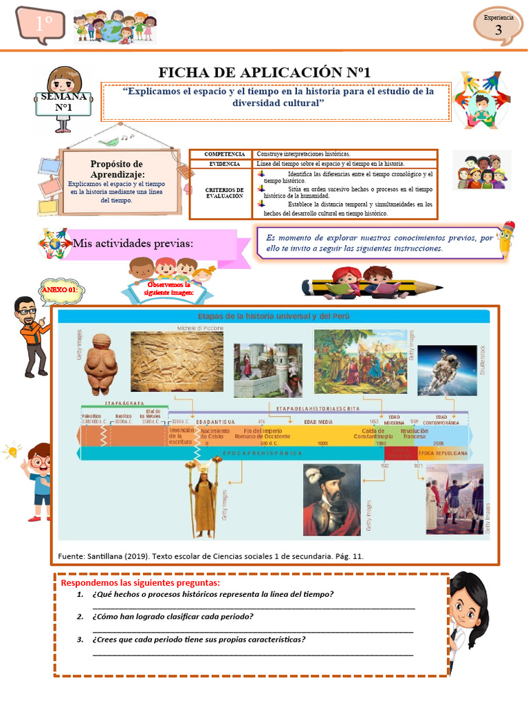 1° FICHA DE APLICACIÓN-SESIÓN 1-SEM.1-EXP.3-CC.SS | PDF | Hora