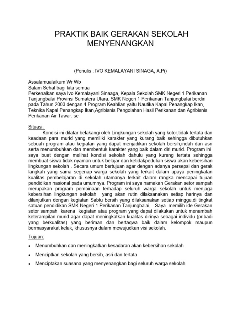 CERITA PRAKTIK BAIK SMK Negeri 1 Perikanan Tanjungbalai | PDF