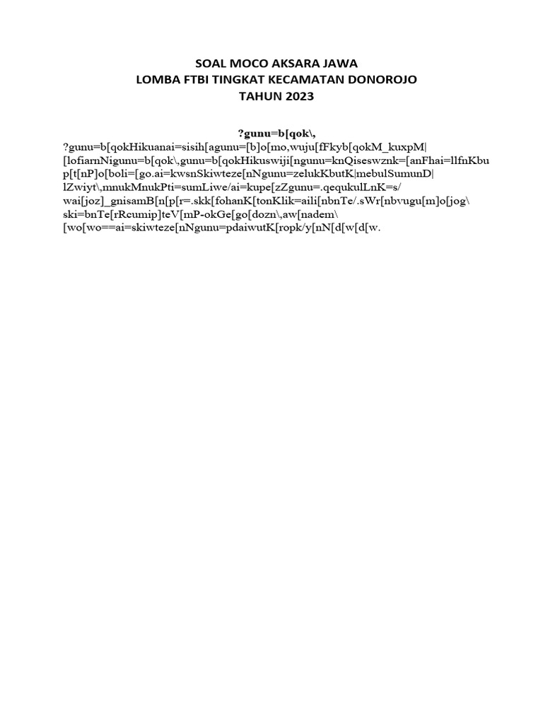 Soal Moco Aksara Jawa Valid | PDF