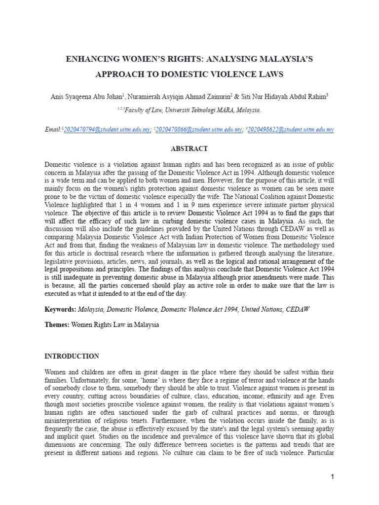 Law583 Essay Template | PDF | Domestic Violence | Violence