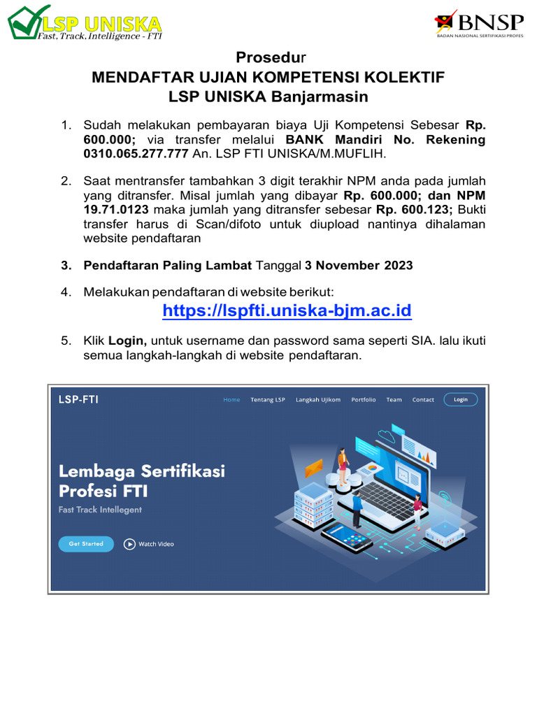 Prosedur Mendaftar UJIKOM Nov 2023 | PDF