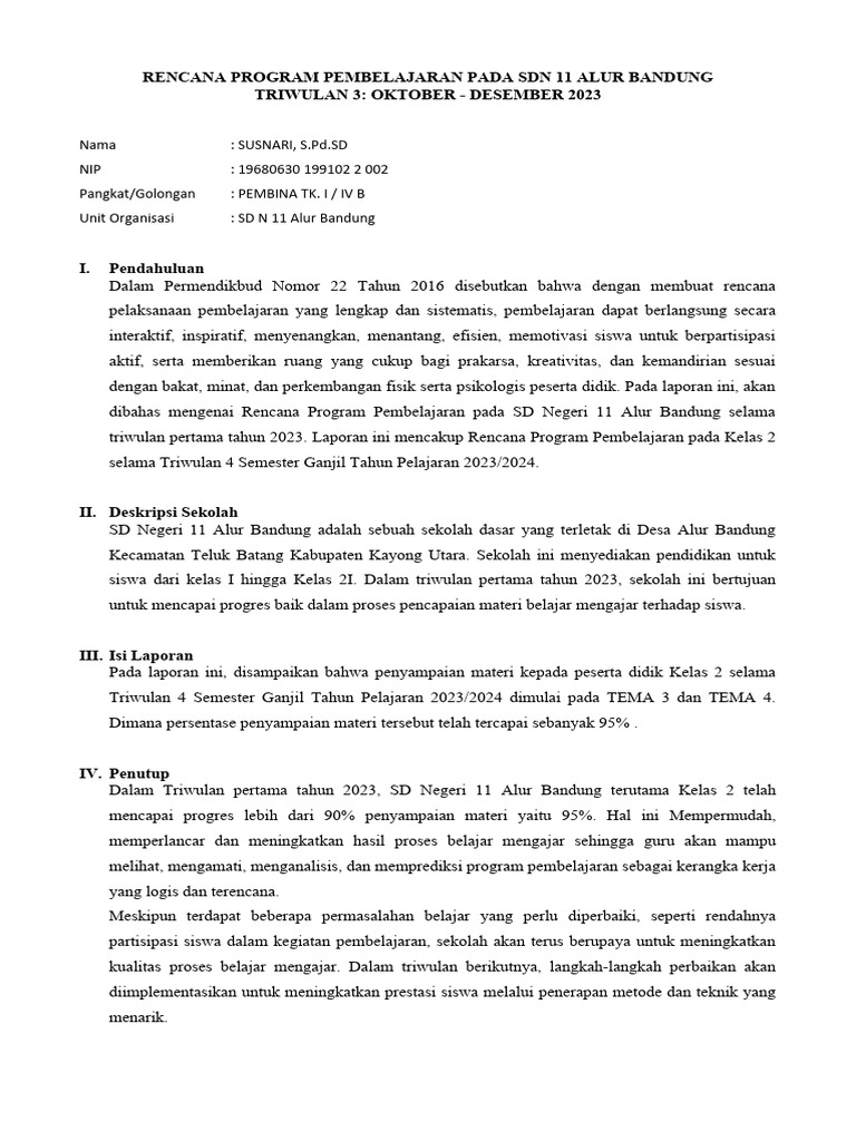 Laporan Kegiatan Penilaian Kinerja Guru Tahun 2023 | PDF | Ilmu Sosial