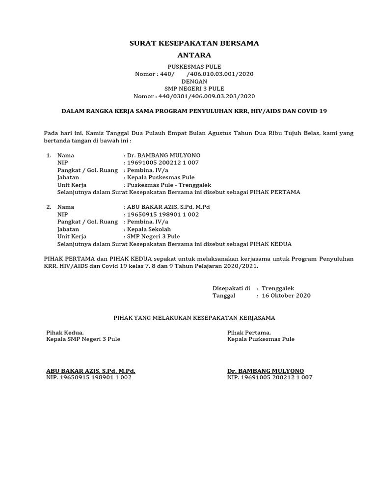 MOU Program Kesehatan | PDF