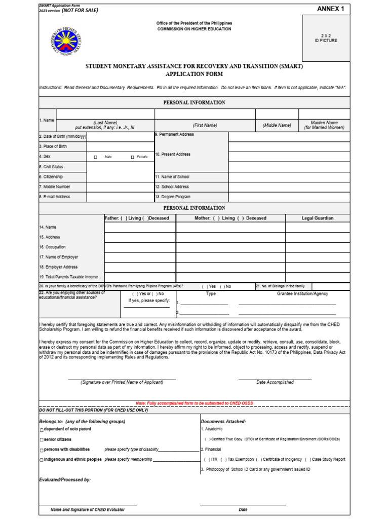 Ched Smart Application Form Pdf