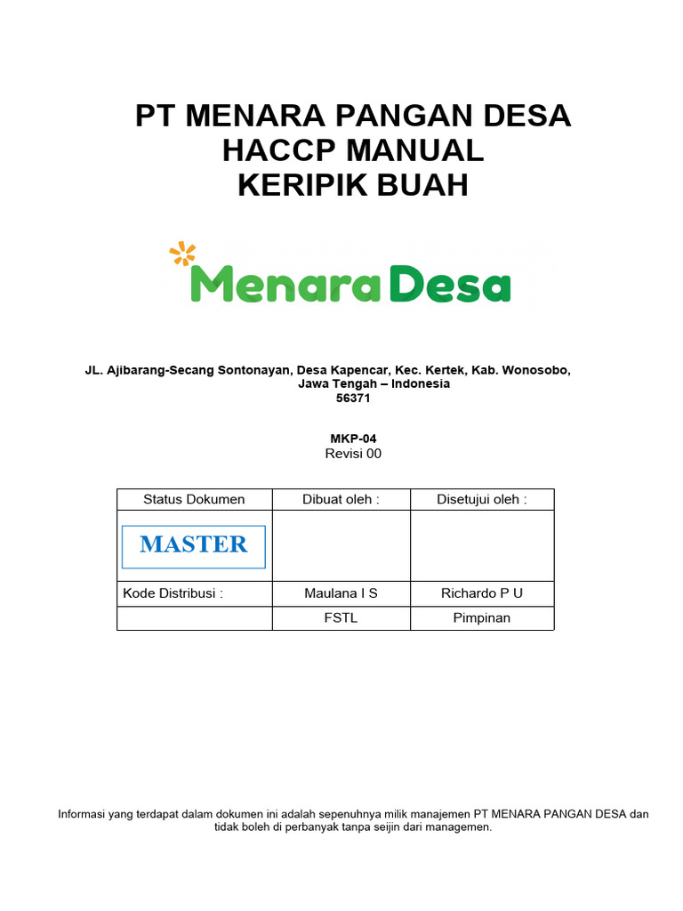 Mkp-04 Manual Haccp Keripik MPD | PDF