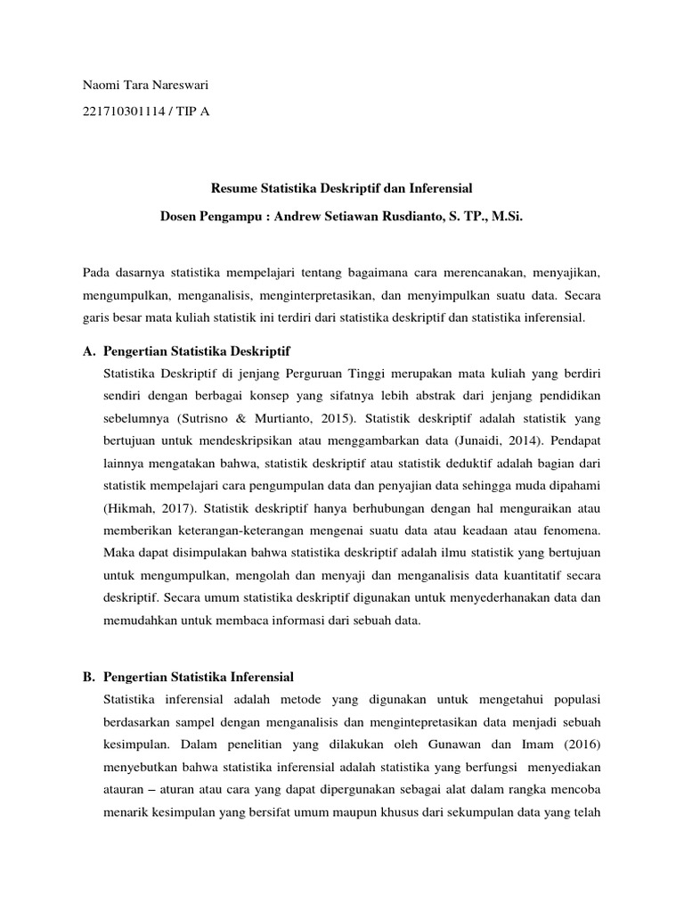 Tugas Resume Statistik Industri Naomi | PDF