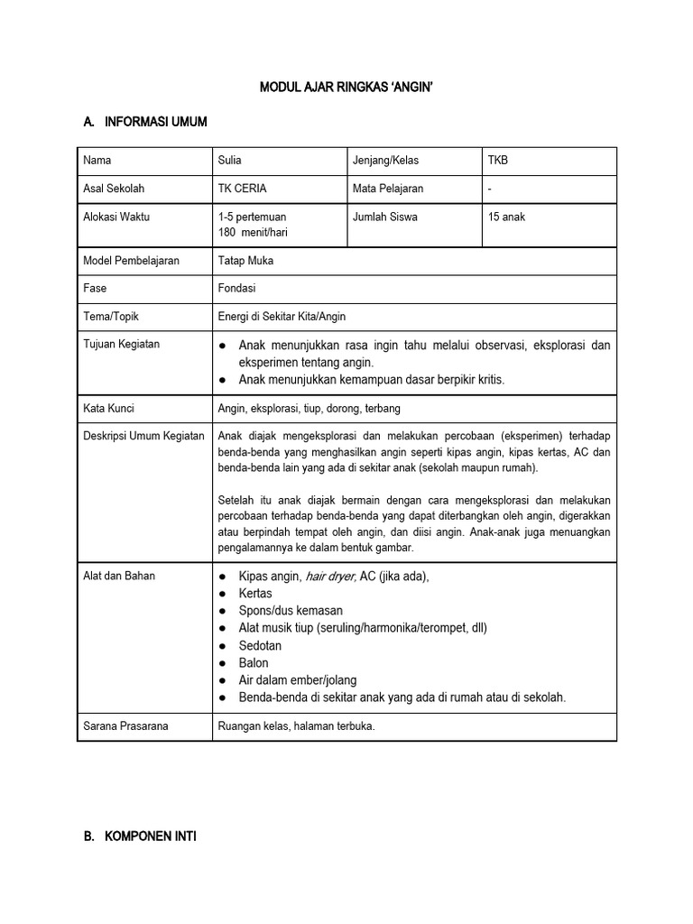 Modul Ajar Paud Berbasis Kurikulum Merdeka Pdf