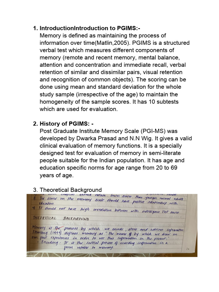 PGIMS Approved | PDF | Recall (Memory) | Attention