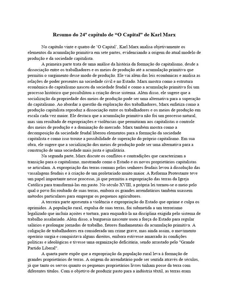 Resumo O Capital - Marx - Cap 24 | PDF