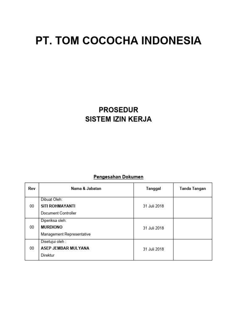 IPN-HSE-PR-015 Prosedur Sistem Izin Kerja | PDF | Teknologi & Rekayasa