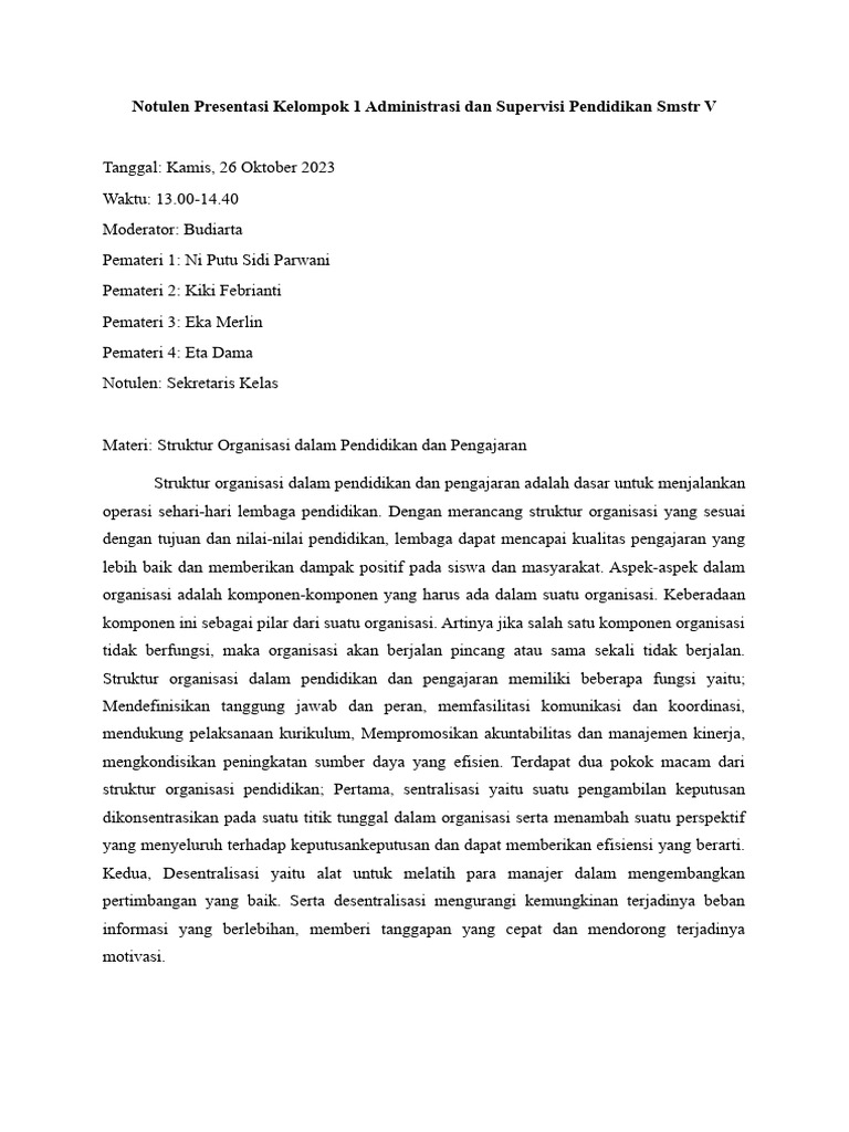 Struktur Organisasi Pendidikan Efektif | PDF