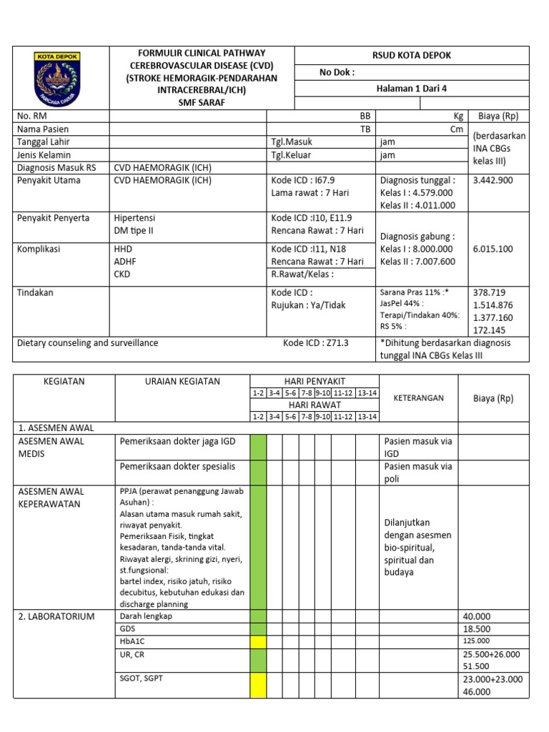 Formulir Pathway CVD Stroke Hemoragik | PDF