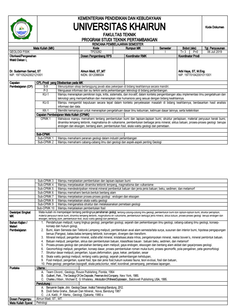 RPS Geologi | PDF | Sains & Matematika