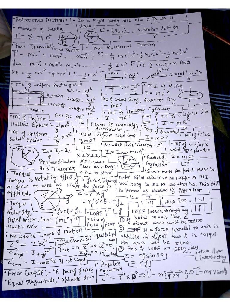 Rotational Motion Notes JEE Class 12th | PDF