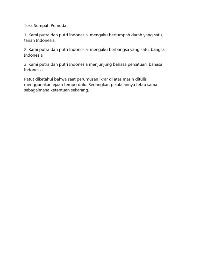 Teks Sumpah Pemuda Pdf 