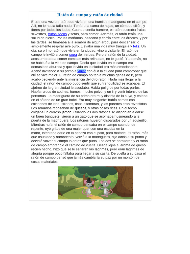 Raton de Campo y Raton de Ciudad | PDF