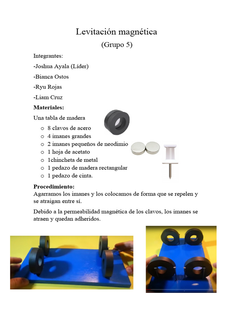 Experimento de Levitación Magnética | PDF | Ciencia y matemáticas