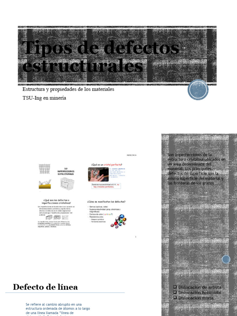 Defectos Cristalinos en Materiales | PDF | Dislocación | Química Física