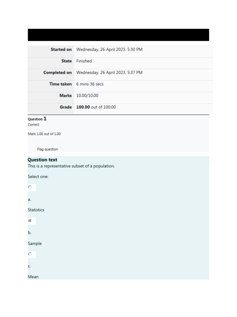 Stats Long Quiz | PDF | Standard Deviation | Errors And Residuals