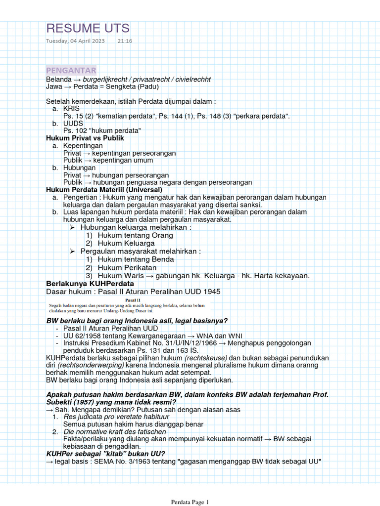 Resume Uts Perdata May | PDF