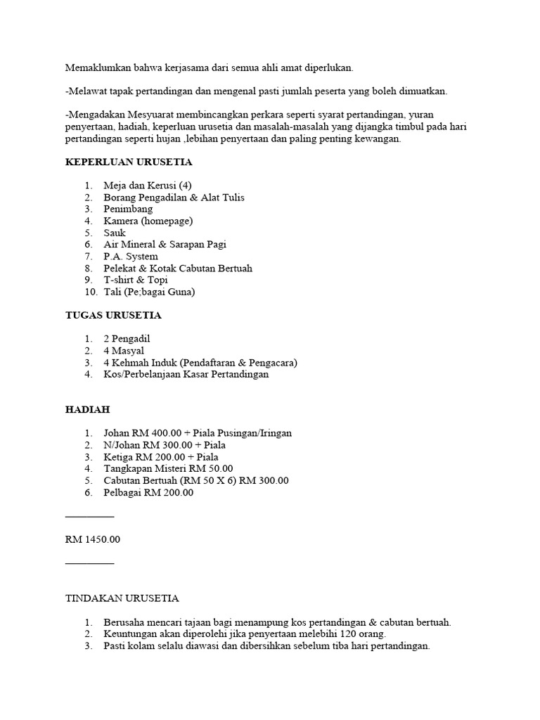 Contoh Pertandingan Memancing | PDF