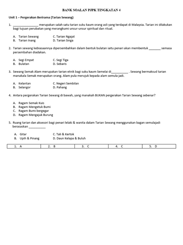 Bank Soalan PJPK Tingkatan 4 2023 | PDF | Olahraga & Rekreasi