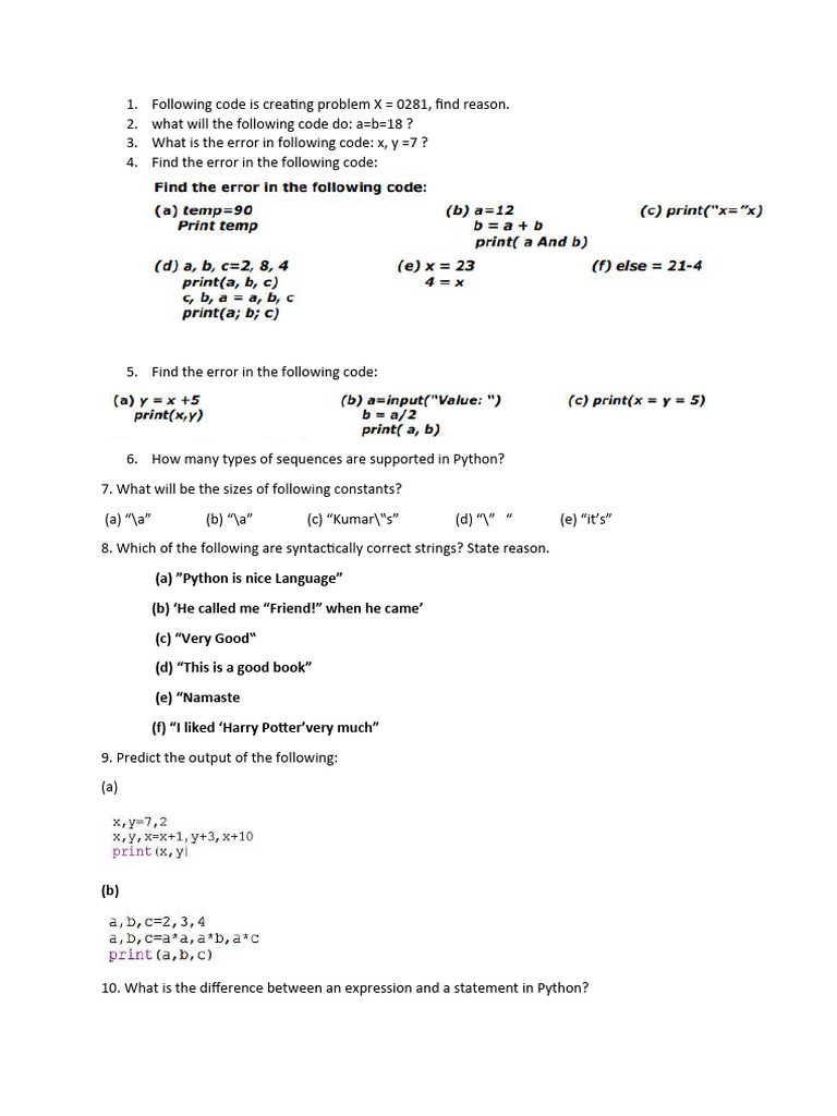 Revision Test Python Fundamental | PDF Revision Test Python Fundamental | PDF