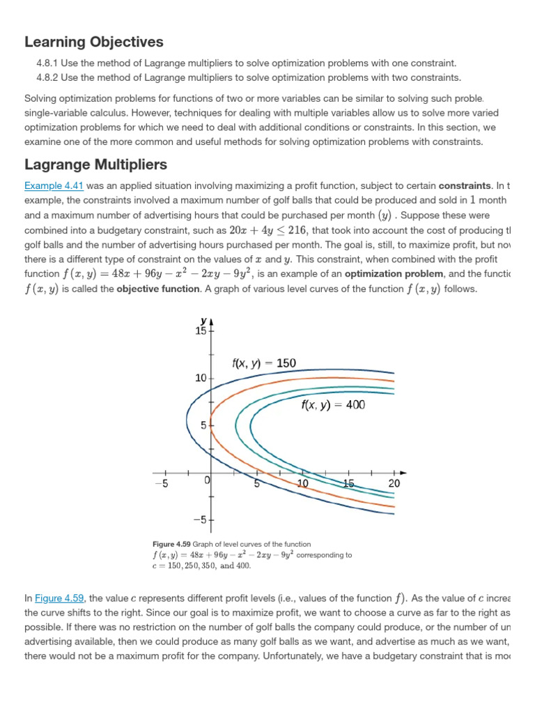 4.8 Lagrange Multipliers - Calculus Volume 3 - OpenStax | PDF ...