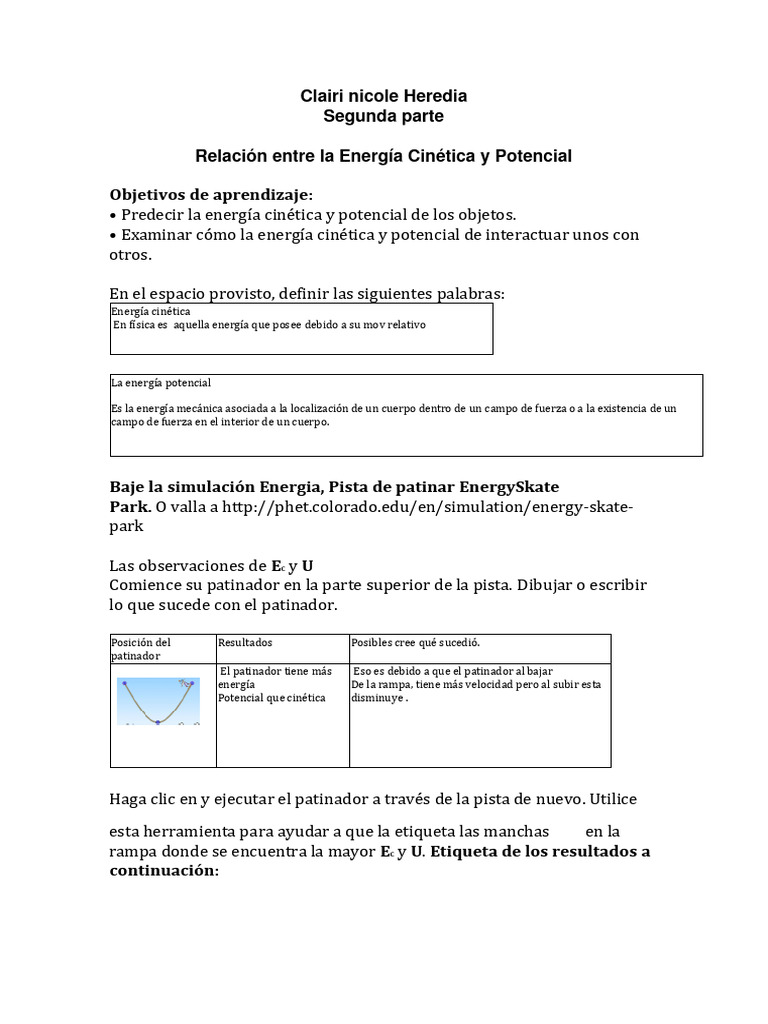 Energía Cinética y Potencial | PDF | Energía potencial | Energía cinética