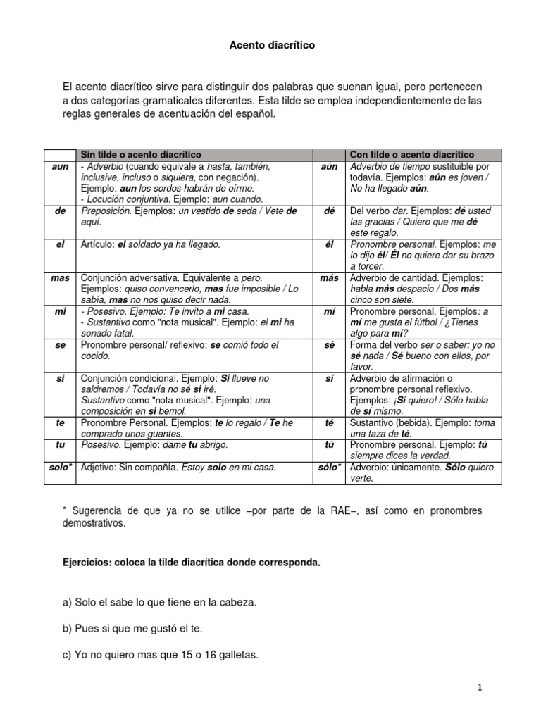 Acento Diacrítico y Enfático | PDF | Adverbio | Sintaxis