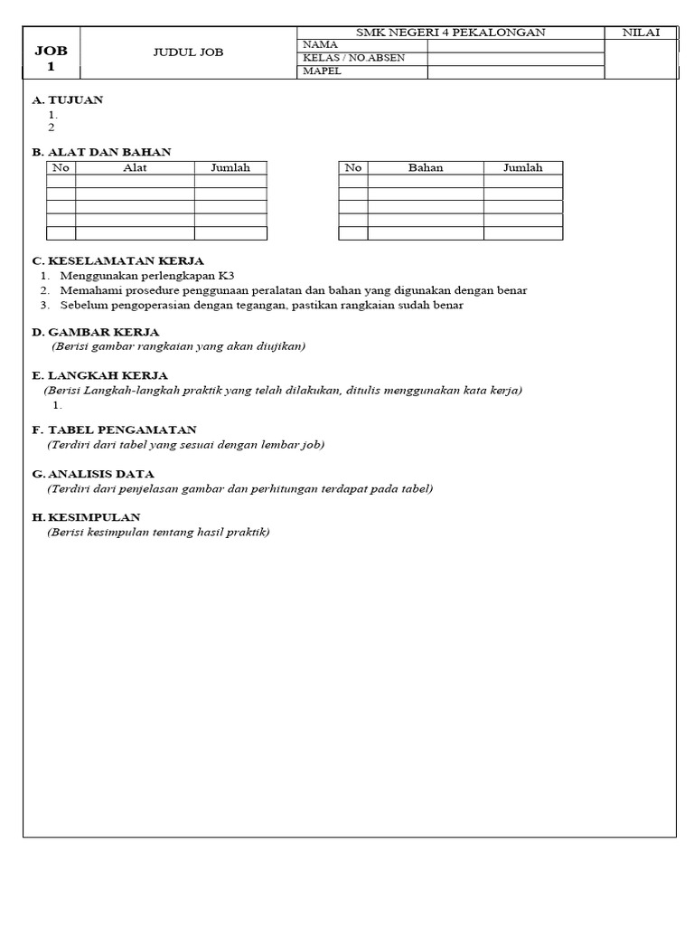 Format Laporan Praktek DPK | PDF