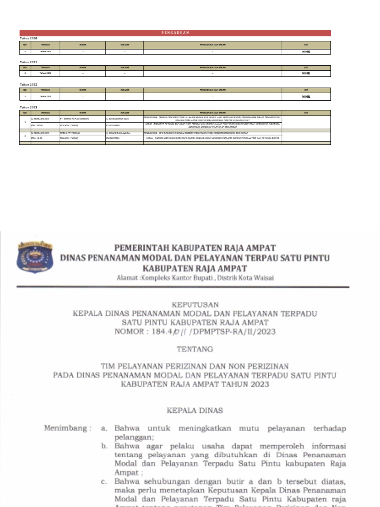 Keluhan dan Saran Layanan SKRD | PDF