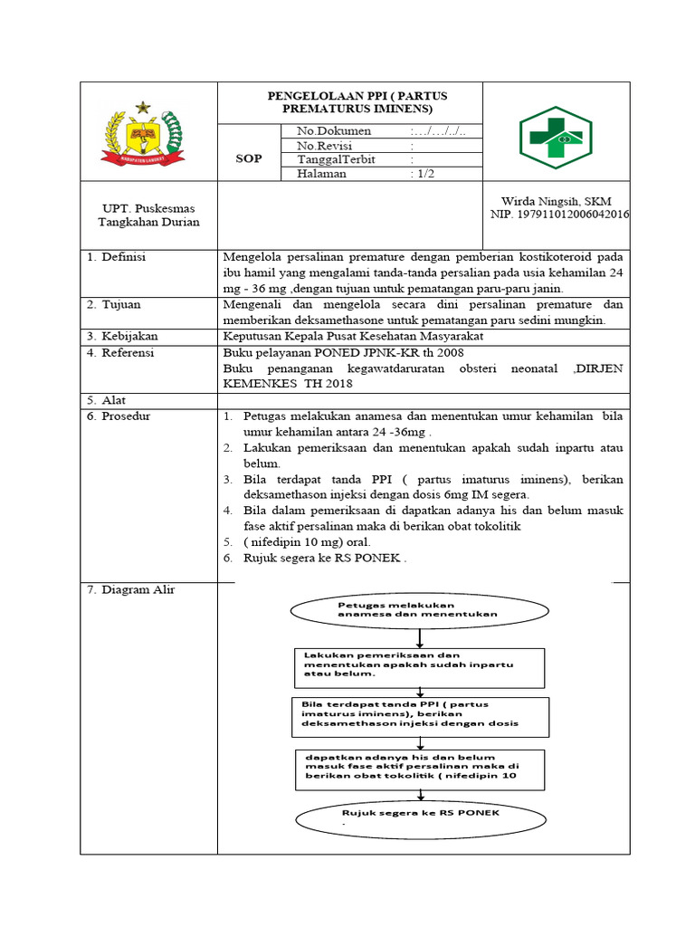 SOP PPI (PARTUS PREMATURUS IMINENS) D | PDF | Pengembangan Diri | Sains ...