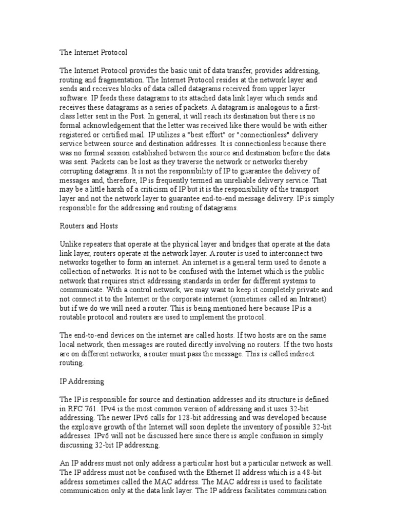 The Internet Protocol | PDF | Internet Protocols | Ip Address
