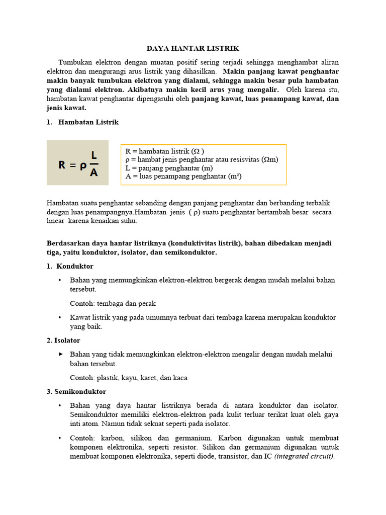 Daya Hantar Listrik | PDF