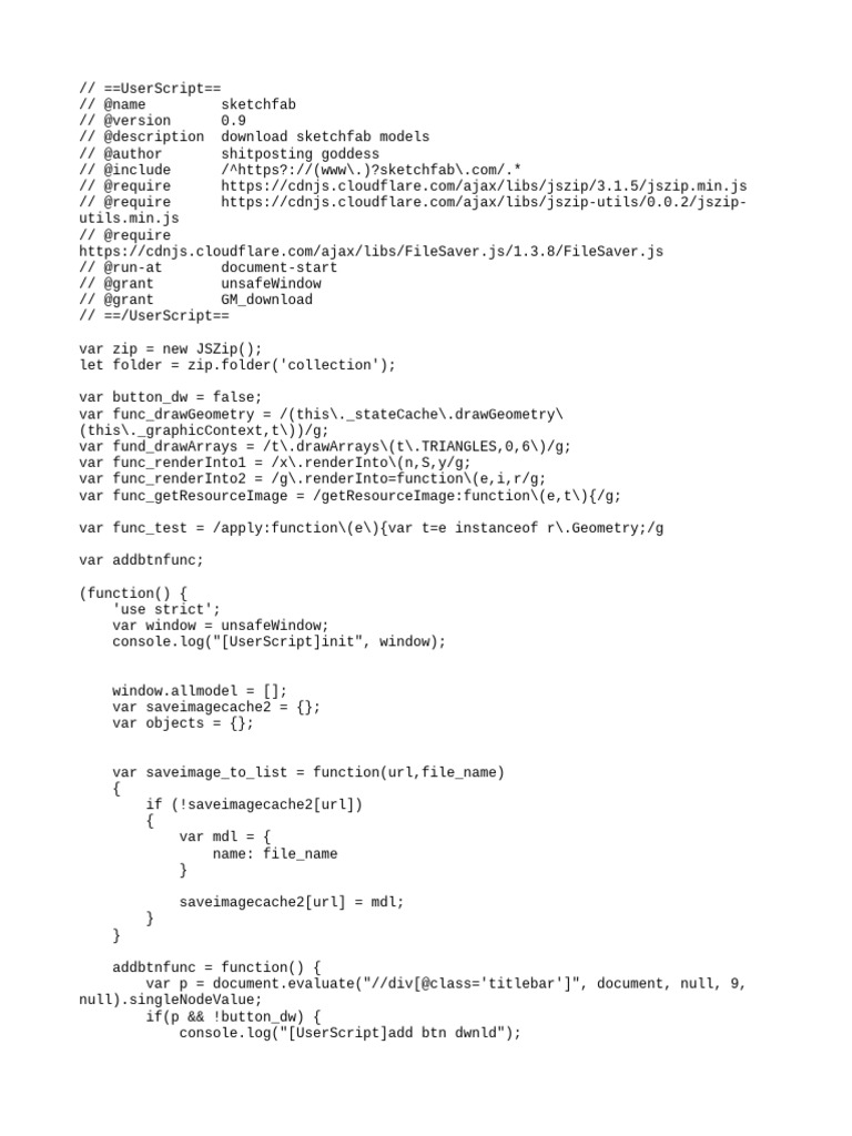 Sketchfab Script Pdf